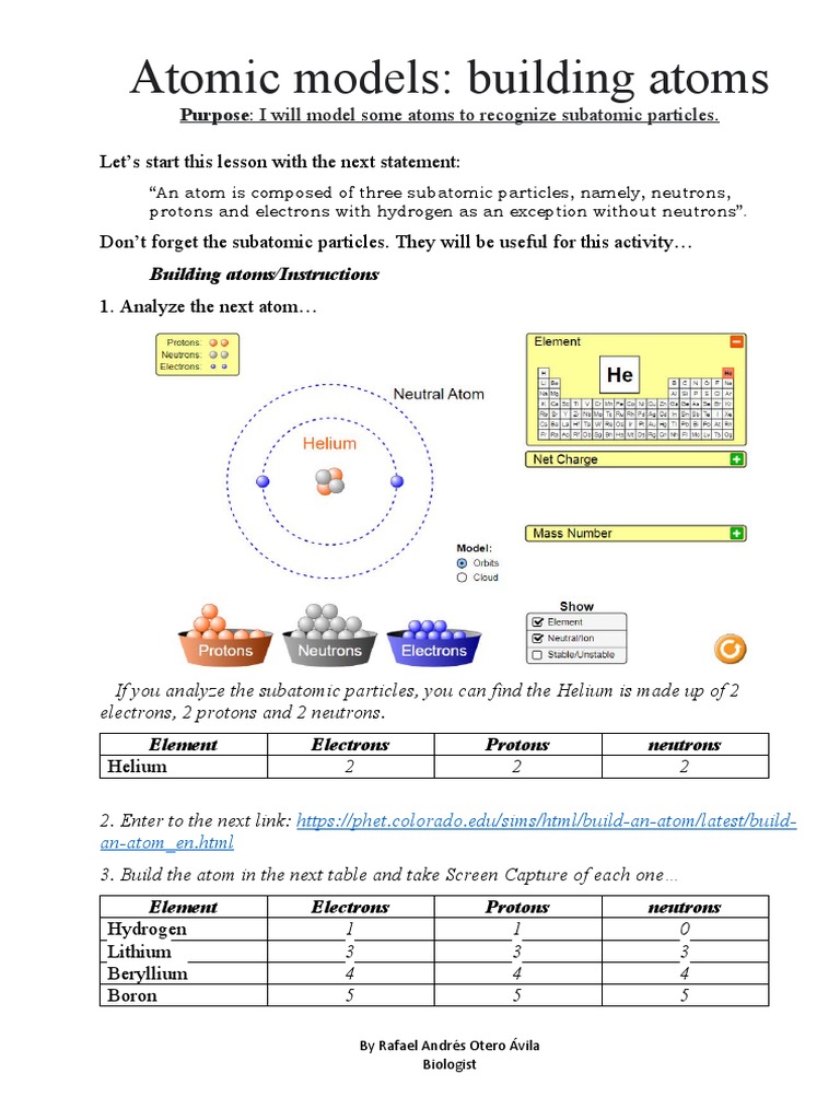 Building Atoms with PhET Simulation | PDF