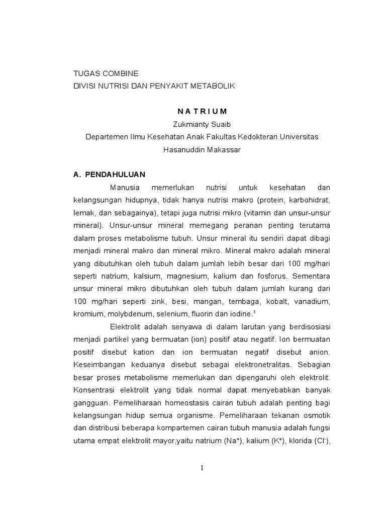 Peran dan Keseimbangan Natrium dalam Tubuh | PDF