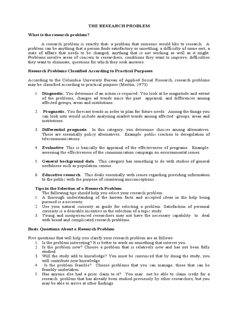 Research Problem | PDF | Level Of Measurement | Theory