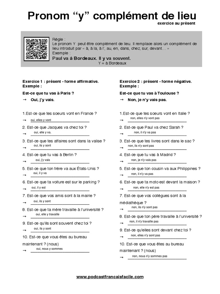 Pronom "y" comme complément de lieu | PDF | Théorie des jeux ...