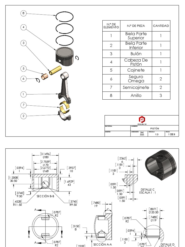 Planos de Pistón | PDF | Tecnología del motor | Motor de combustión interna