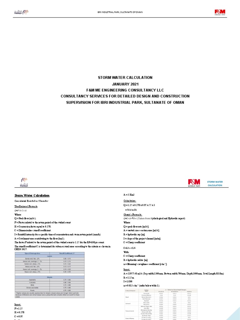Storm Water Calculation (20.01.21) | PDF | Water And The Environment ...