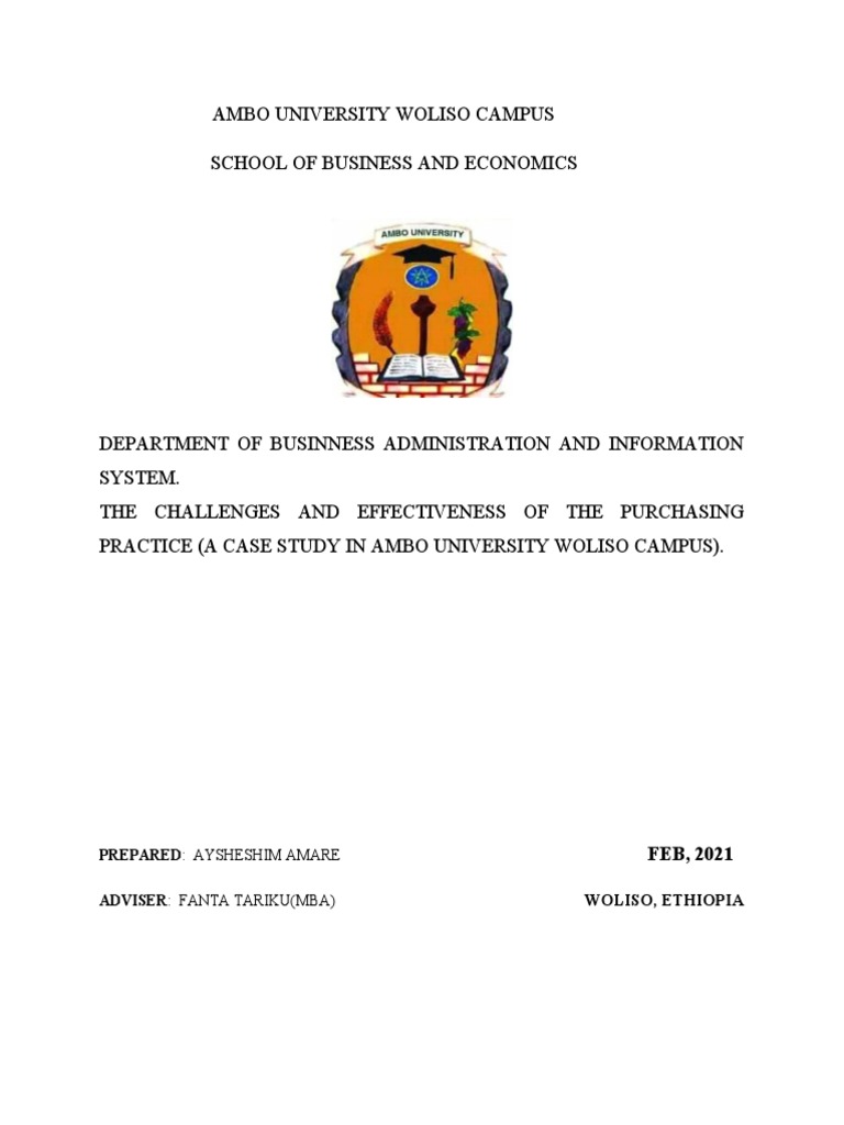 Ambo University Woliso Campus School of Business and Economics | PDF ...