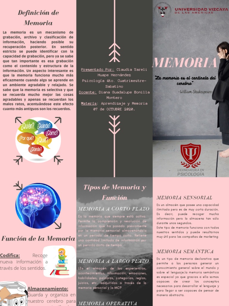 Tríptico Memoria | PDF | Procesos mentales | Memoria