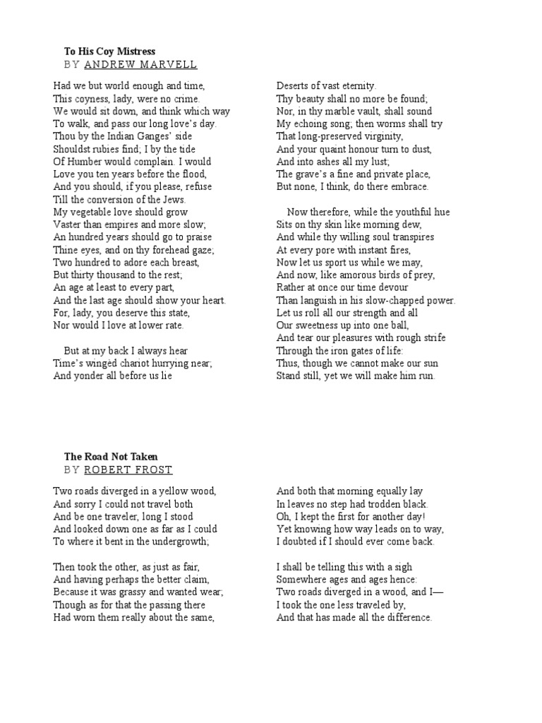 09 To His Coy Mistress +poems For Analysis | PDF