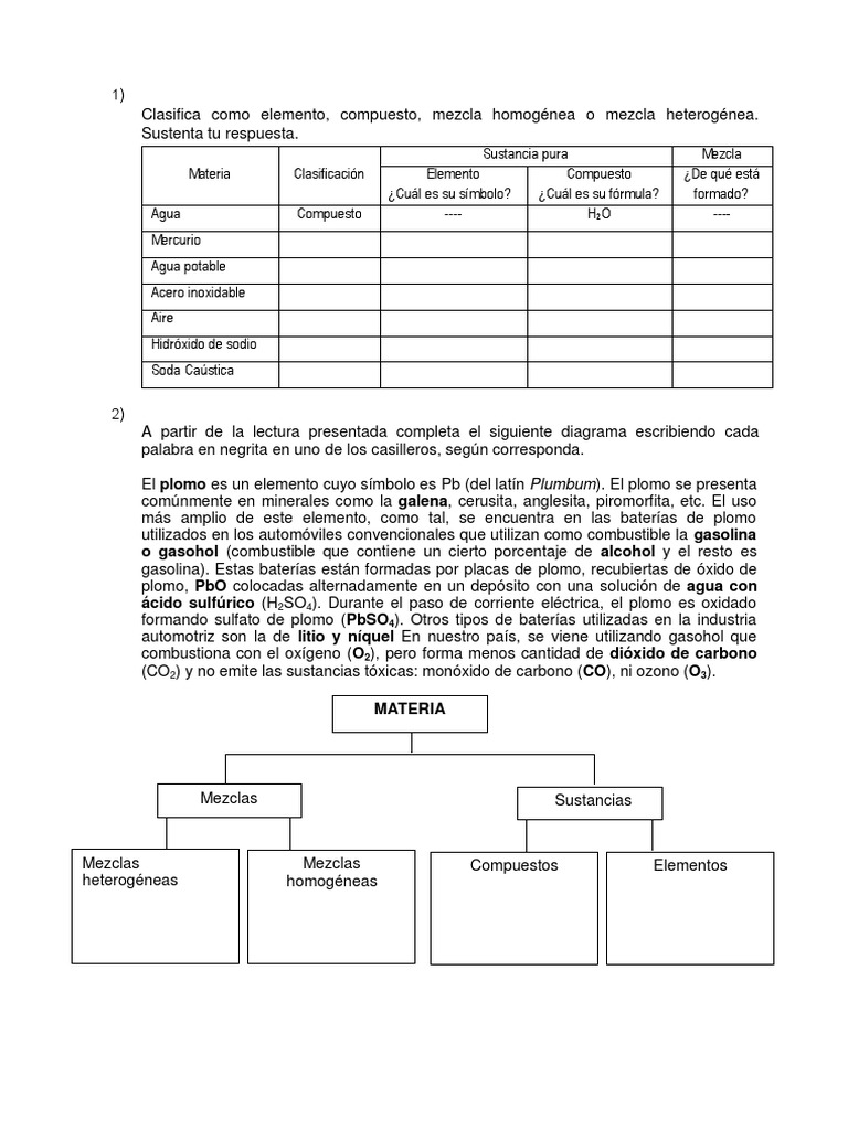 Ejerc Propiedades de La Materia | PDF | Dirigir | Dióxido de carbono