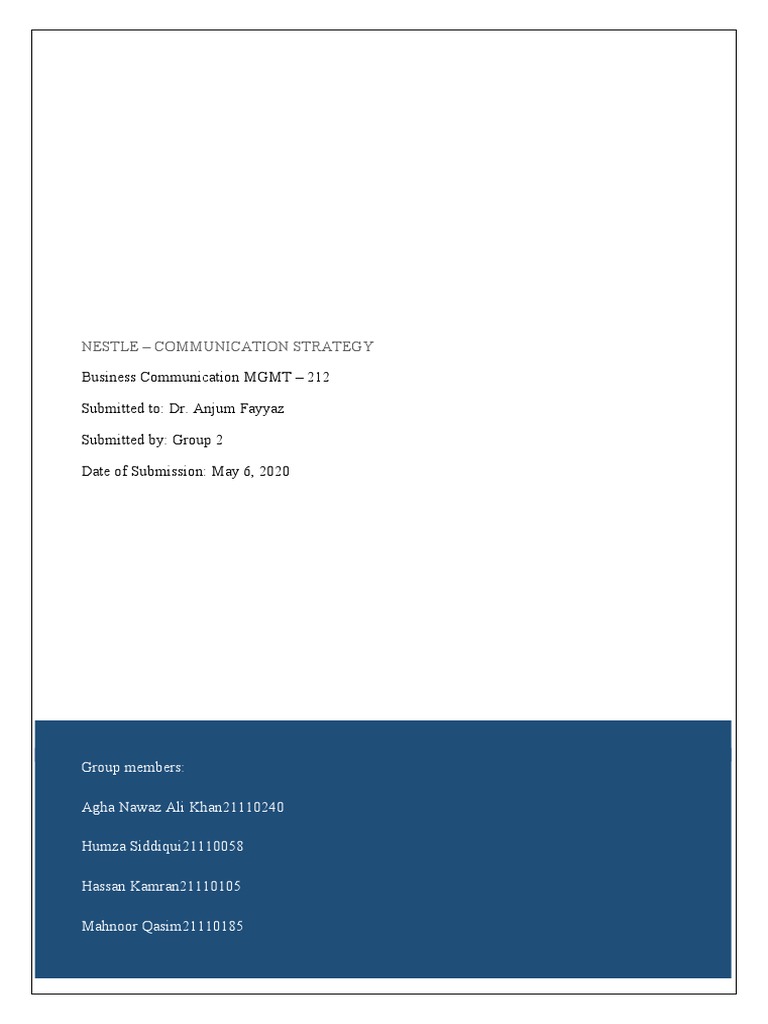 Nestle - Communication Strategy | PDF