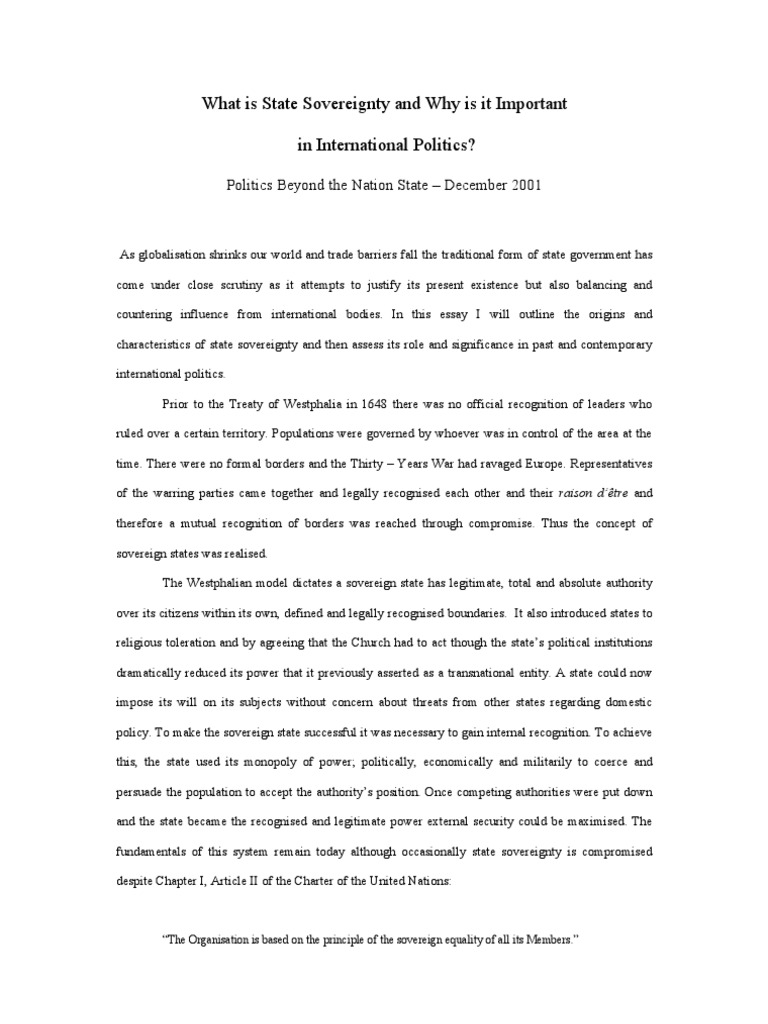 Understanding State Sovereignty's Role | PDF | Sovereign State ...