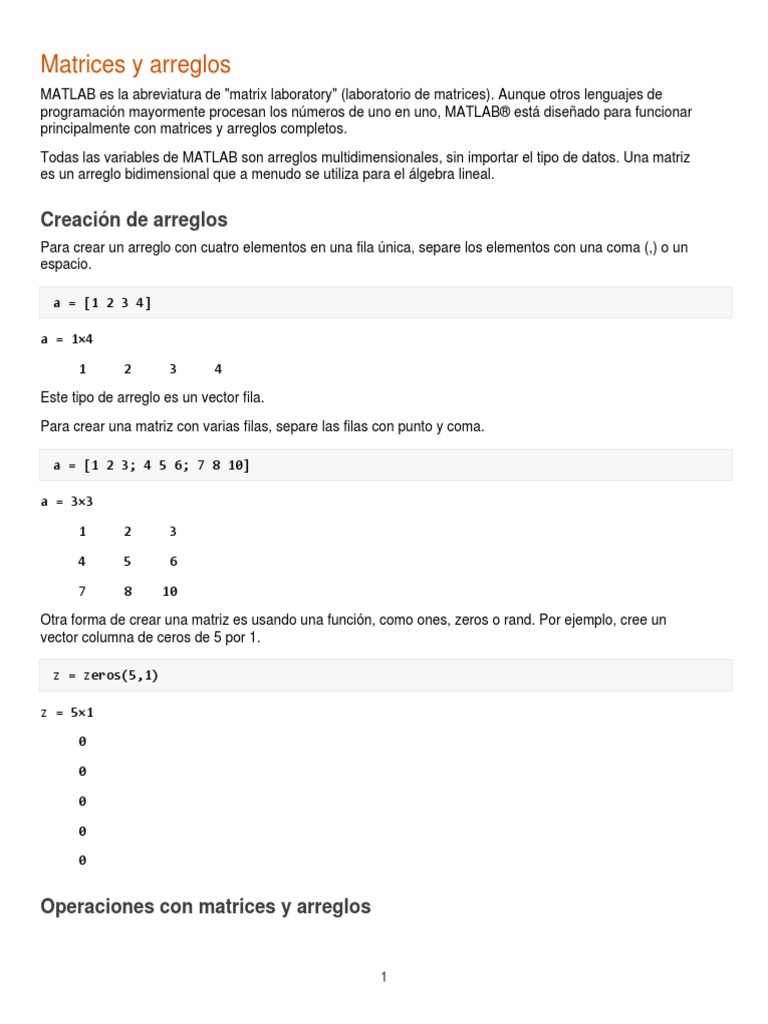 Matrices y Arreglos | PDF | Matriz (Matemáticas) | Estructura de datos ...