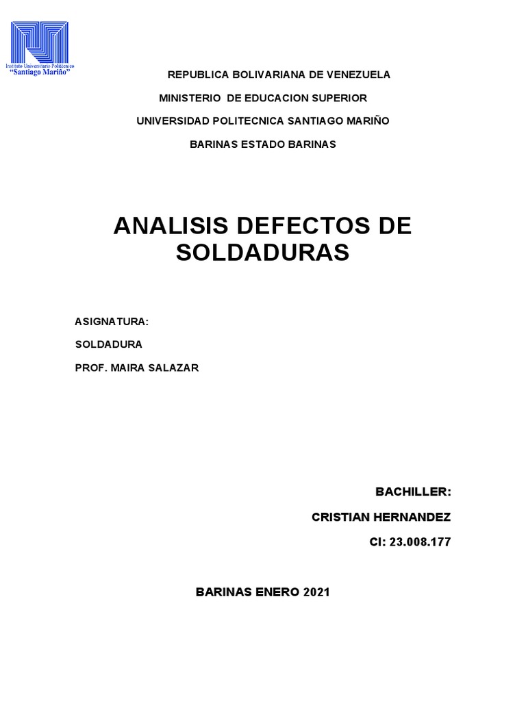 Analisis Defectos de Soldaduras | PDF | Soldadura | Construcción
