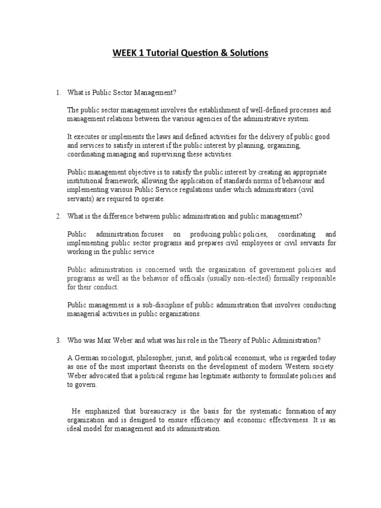 Tutorial 1 Solutions | PDF | Public Administration | Political Science
