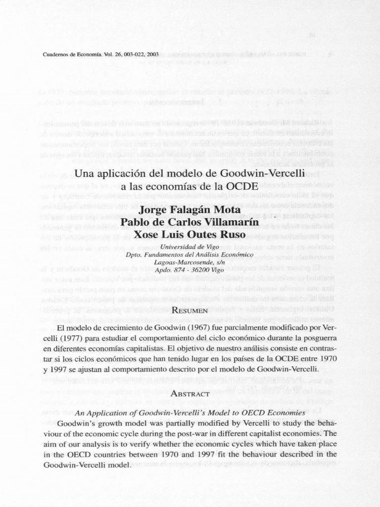 Una Aplicación Del Modelo de Goodwin-V Las Economías de La: A Ocde ...