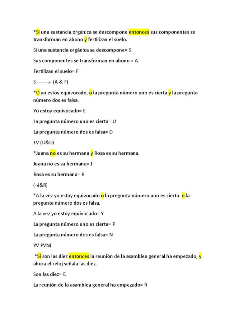 Taller Simbolización de Proposiciones | PDF