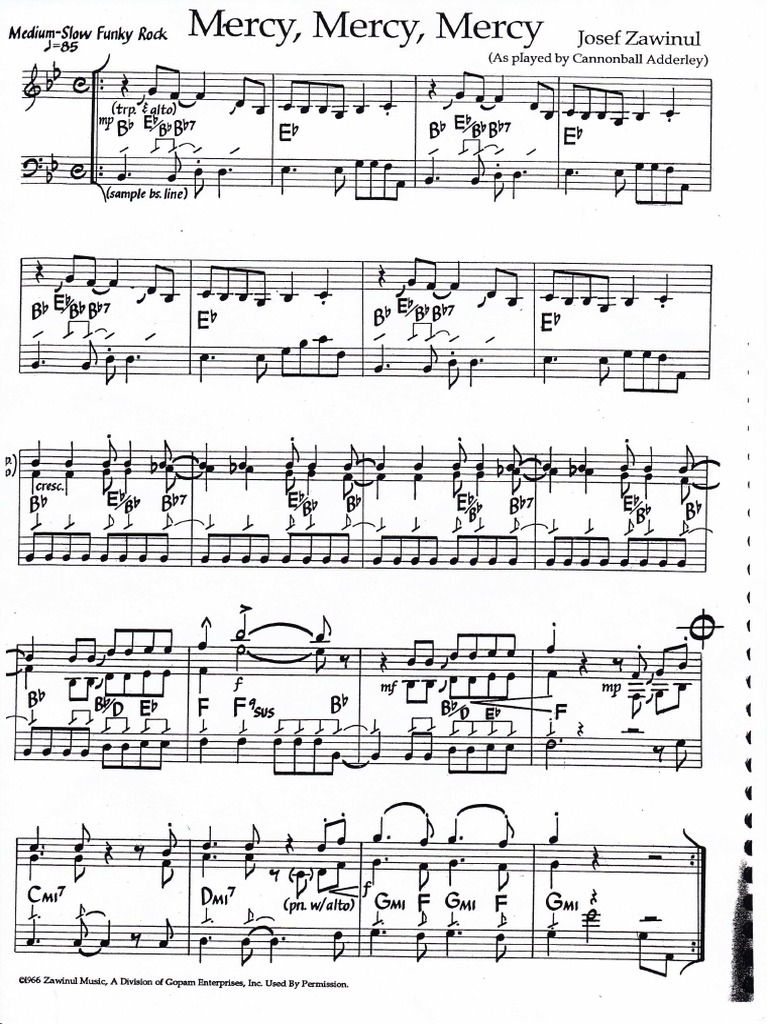 Cannonball Adderley Mercy Mercy Mercy | PDF
