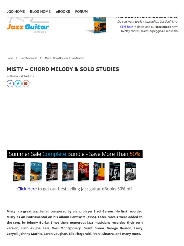 Misty - Chord Melody & Solo Studies (With Backing Track) | PDF | Song ...