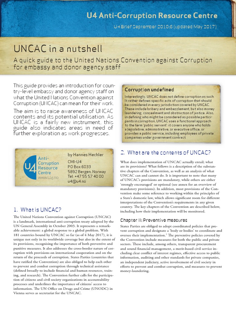 Uncac in A Nutshell | PDF | Law