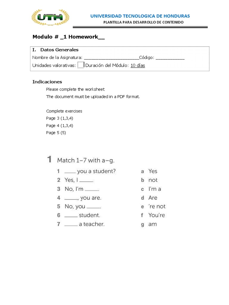 Module 1 Homework English 2 New | PDF | Estudios de idiomas extranjeros
