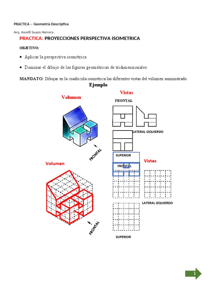 Practica Proyeccion Ortogonal y Dibujo Isometrico | PDF | Geometría proyectiva | Perspectiva ...