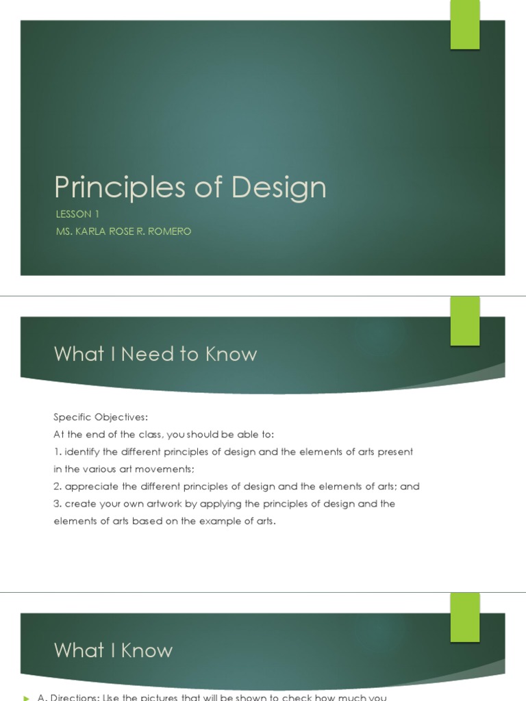 Principles of Design Lesson - Elements of Art | PDF | Composition ...