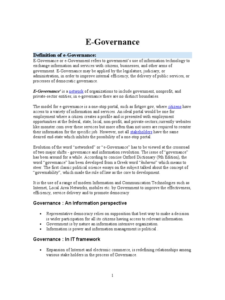 E-Governance and ICT in India | PDF | Business
