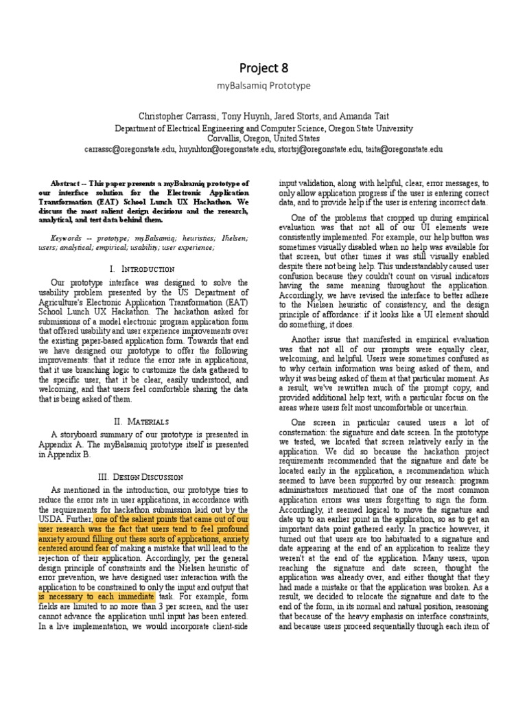 Project 8 Prototype - Sample - 1 | PDF | Usability | Prototype