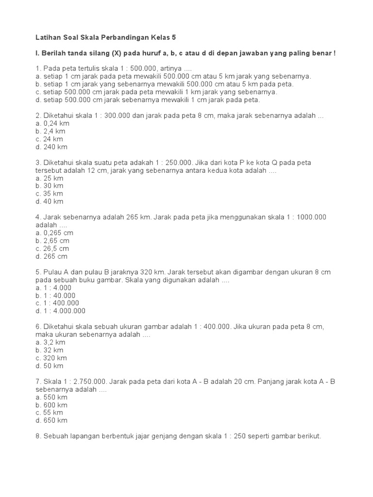 Latihan Soal Skala Perbandingan Kelas 5 | PDF | Metode & Bahan Ajar