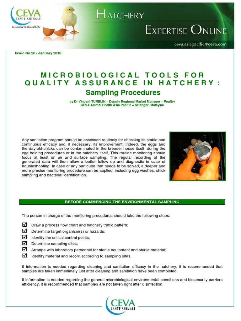 Microbiological Tools For Quality Assurance in Hatchery: Sampling ...