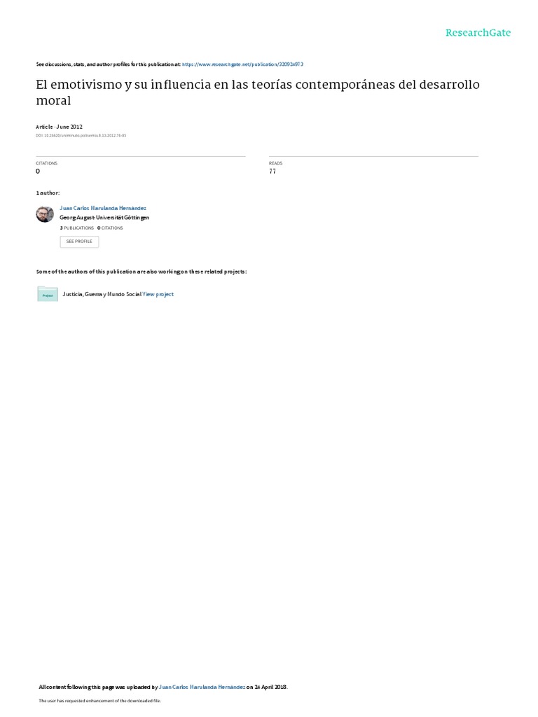 El Emotivismo y Su Influencia en Las Teorias Conte | PDF | Thomas ...