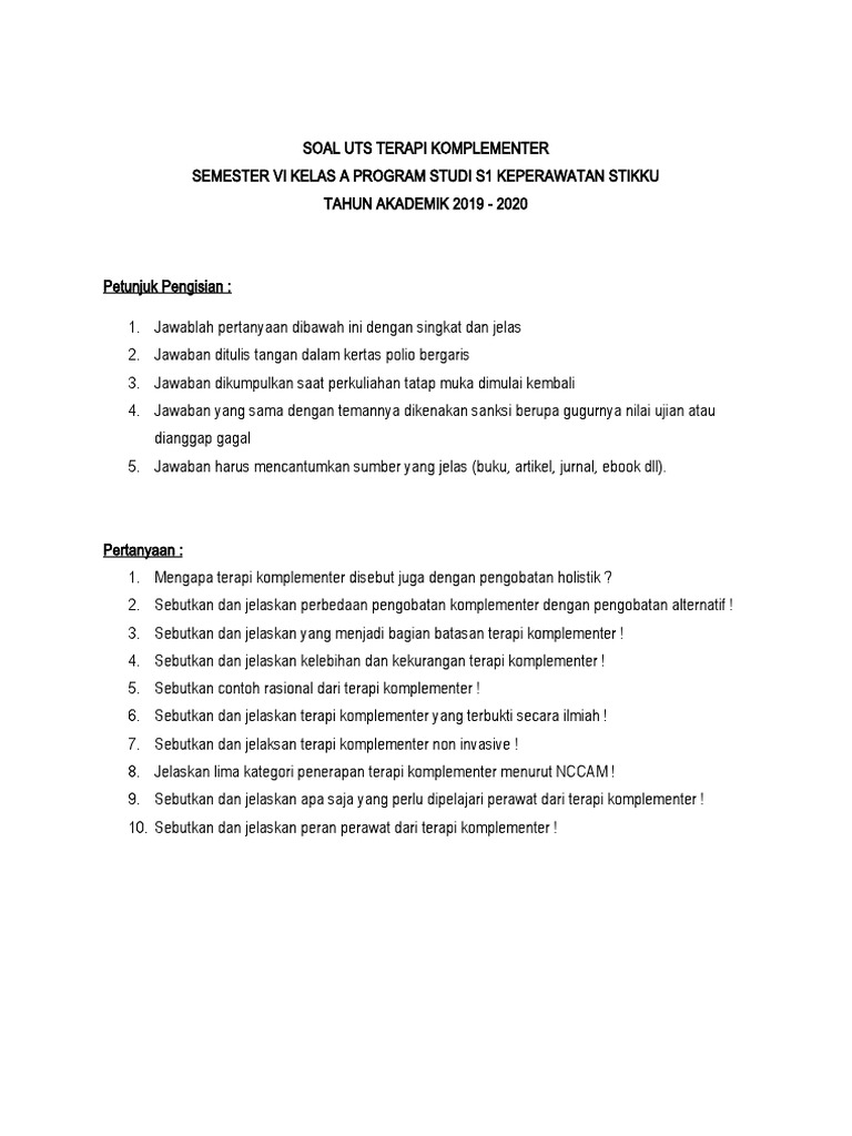 SOAL UTS Komplementer OK | PDF