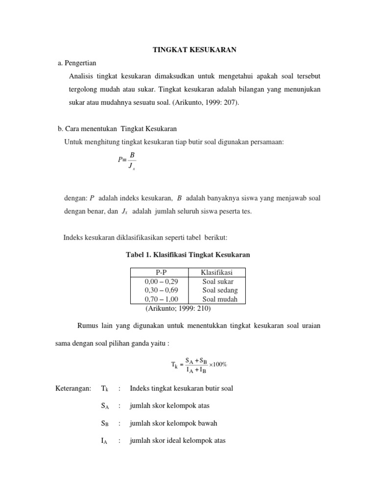 Tingkat Kesukaran | PDF