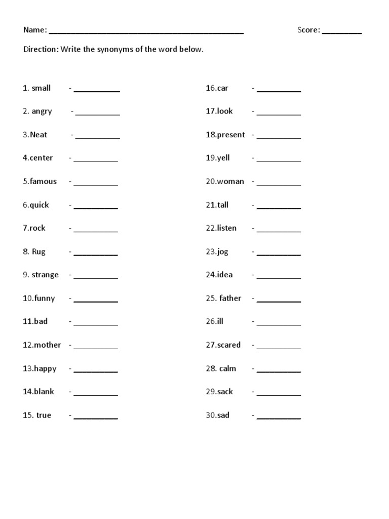 ENG.5 (Synonyms, Antonyms and Homonyms) Act. | PDF | Lexical Semantics ...