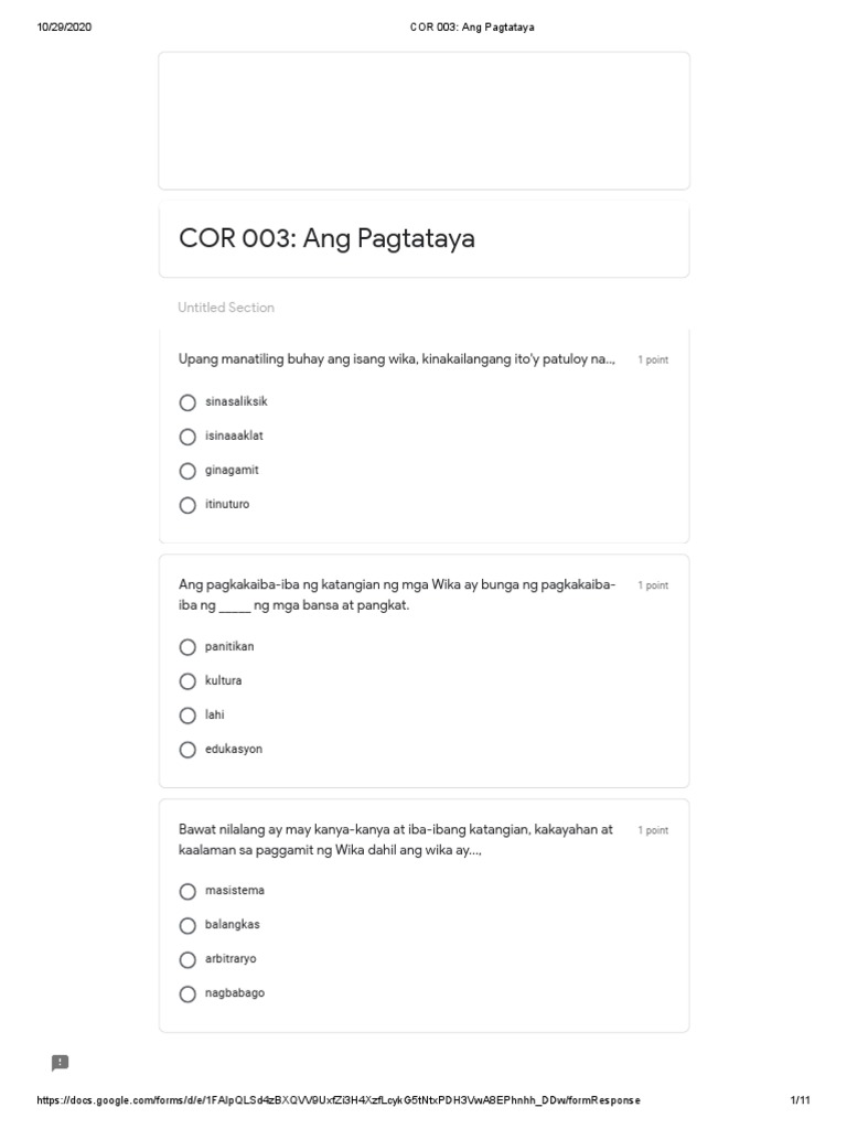 COR 003 - Ang Pagtataya | PDF