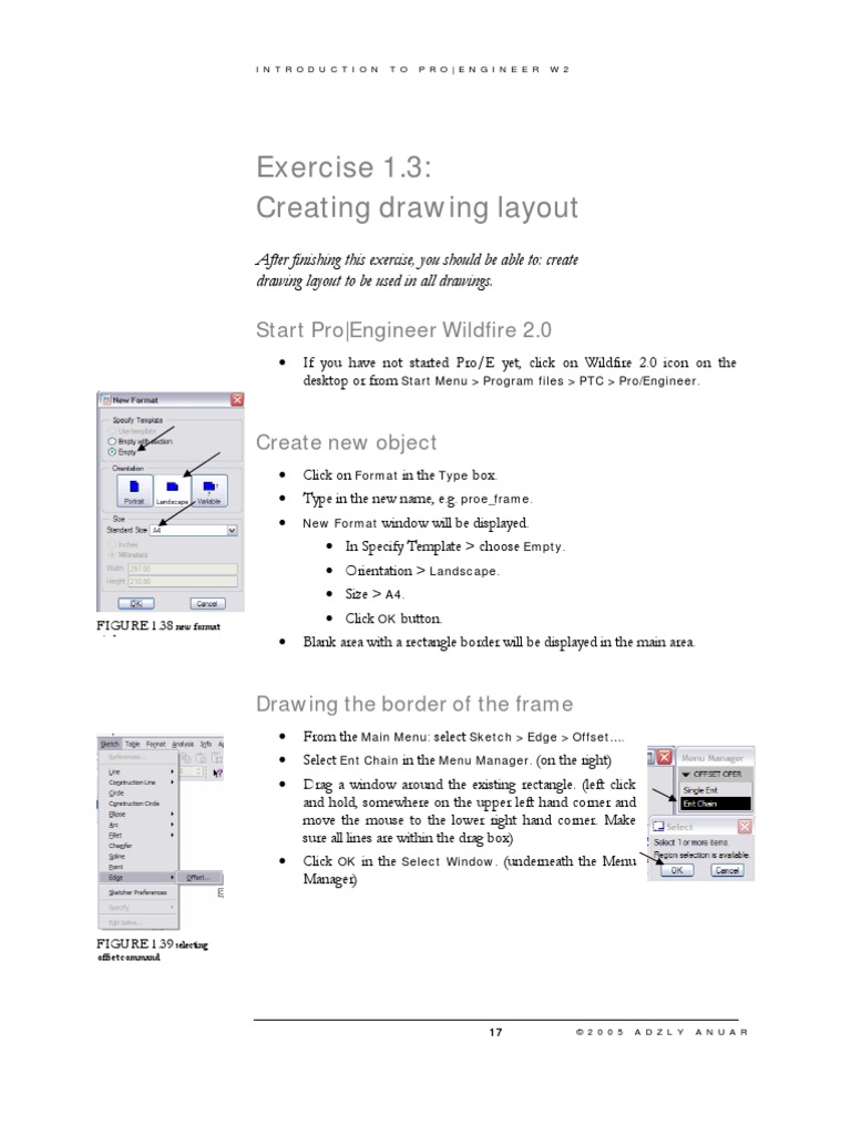 Exercise 1.3: Creating Drawing Layout: Start Pro - Engineer Wildfire 2. ...