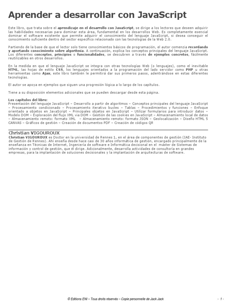 Aprende A Desarrollar Con JavaScript | PDF | Script Java | Lenguaje de programación