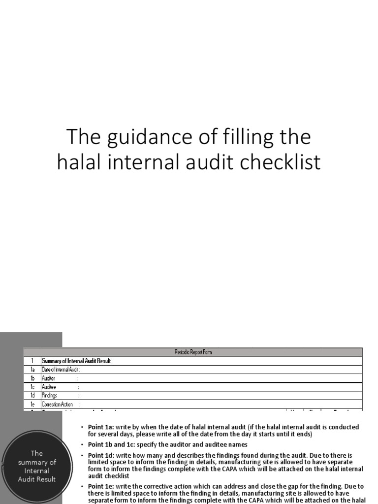 The Guidance of Filling The Halal Internal Audit | PDF | Internal Audit ...