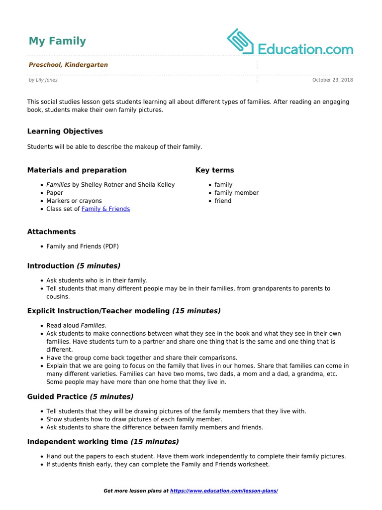 My Family Preschool | PDF | Preschool | Learning