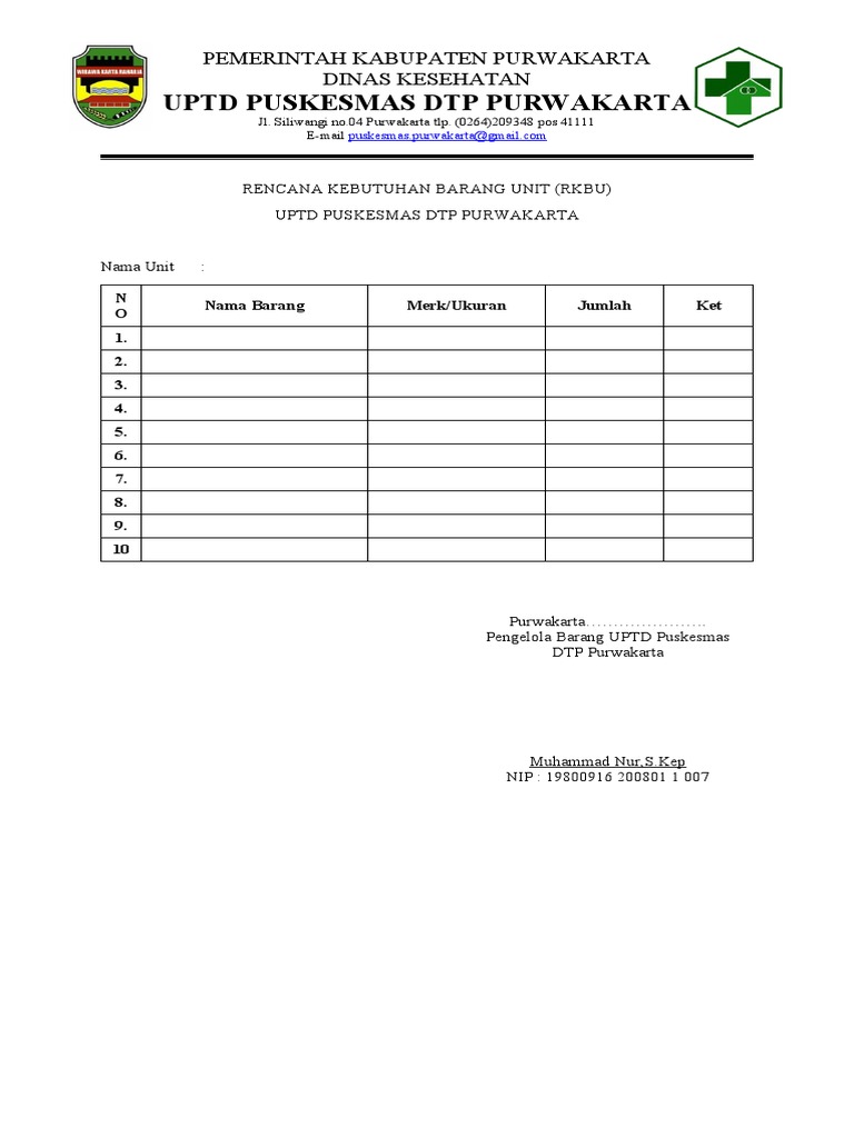RKBU Rencana Kebutuhan Barang Unit | PDF