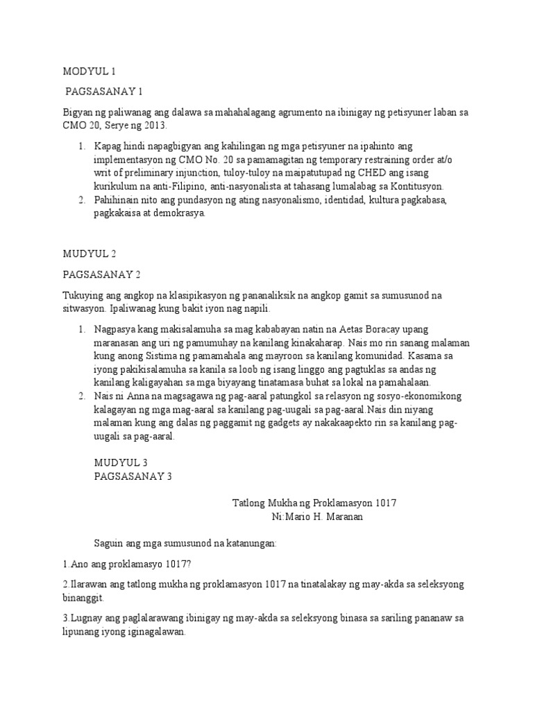 Filipino 2 Activities | PDF