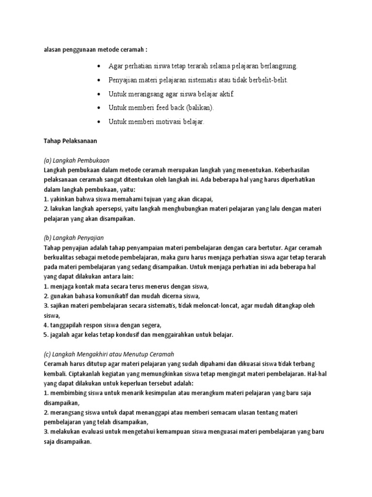 Alasan Penggunaan Metode Ceramah | PDF