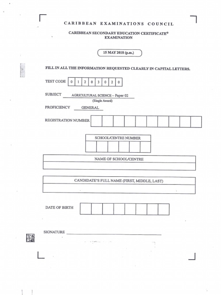 CXC Past Paper 2018 | PDF