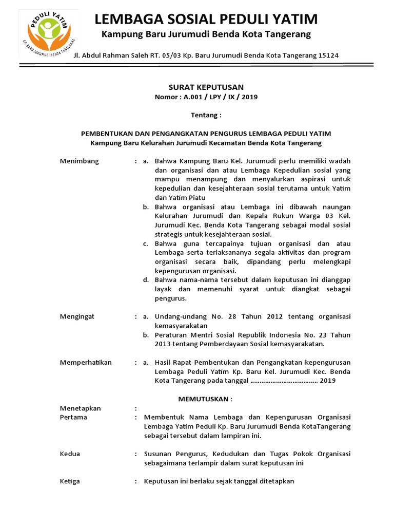 SK Peduli Yatim | PDF