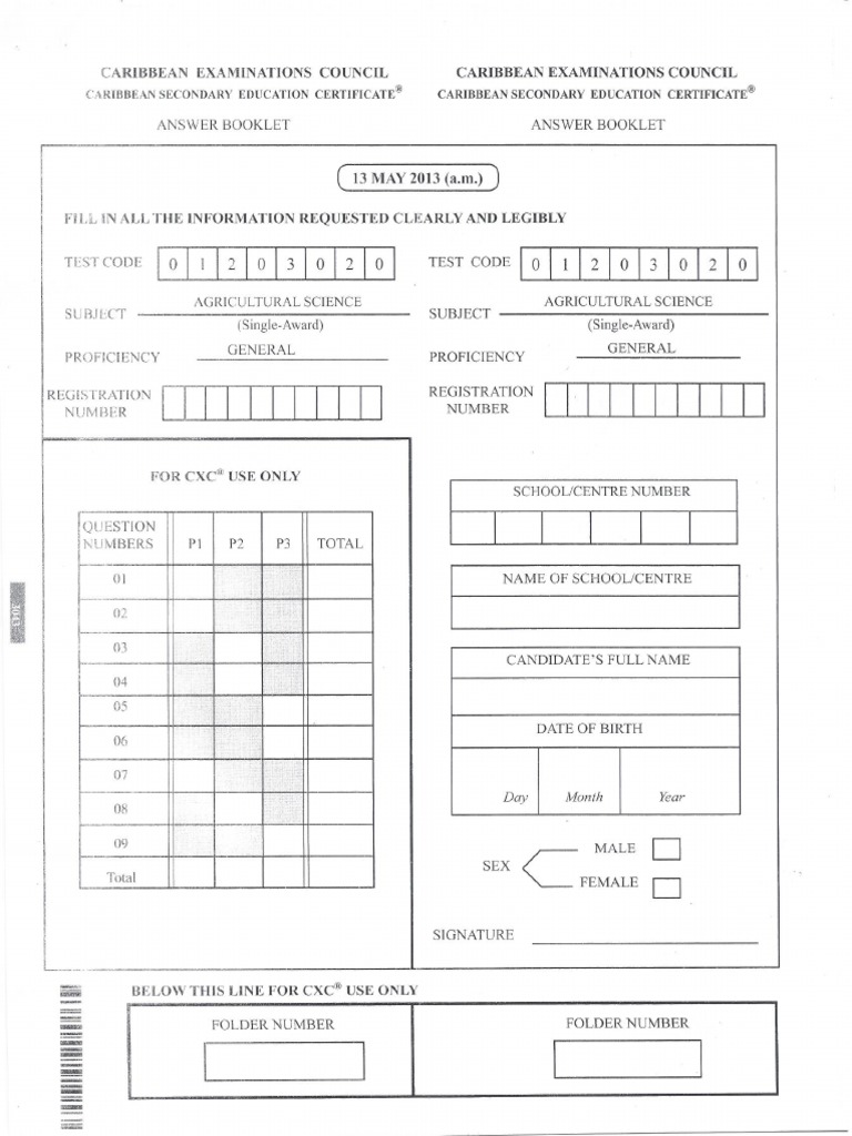 CXC Past Paper 2013 | PDF