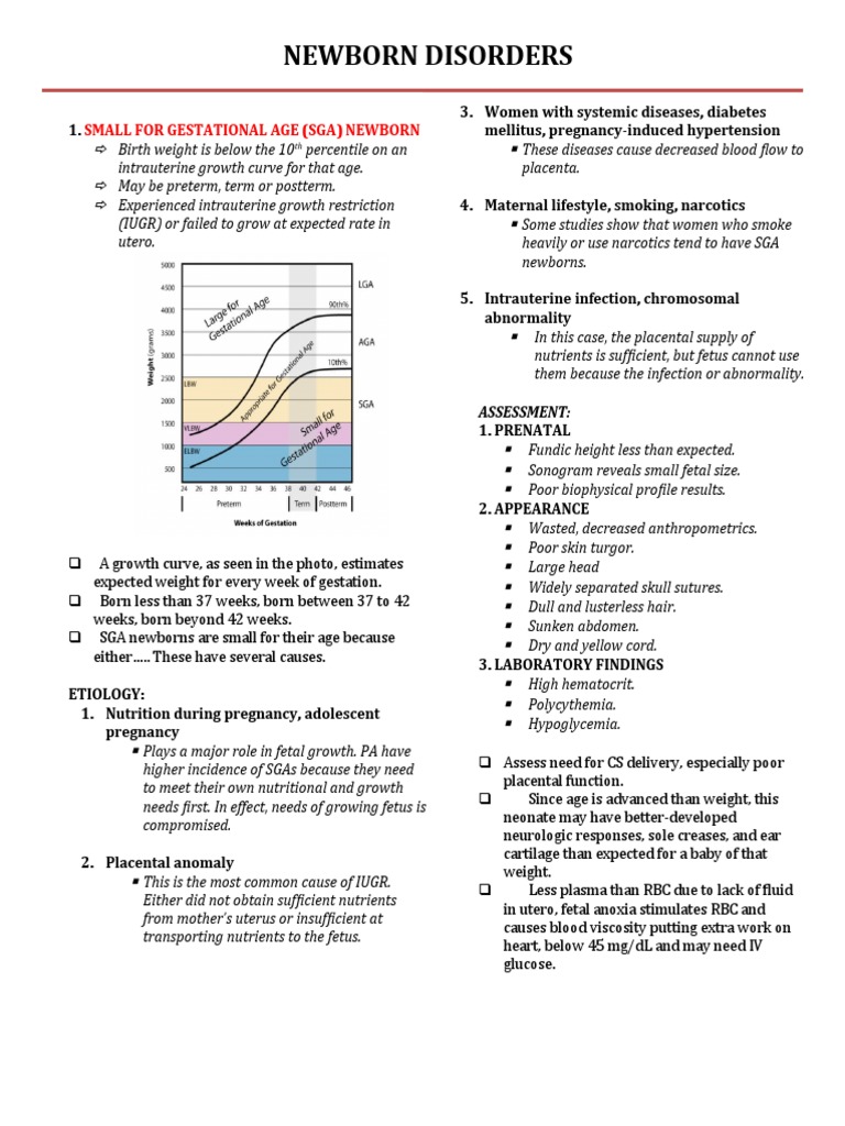 Newborn Disorders - : Small For Gestational Age (Sga) Newborn | PDF ...