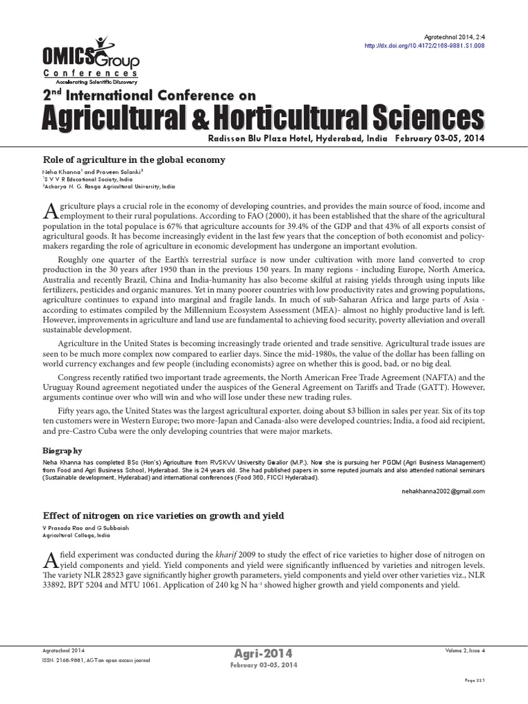 The Role of Agriculture | PDF | Agriculture | Economies