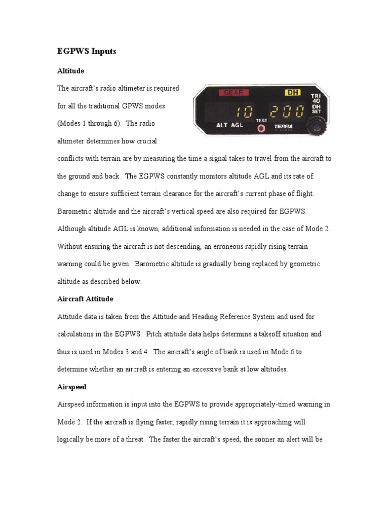 EGPWS Inputs and Outputs | PDF | Measuring Instrument | Aviation