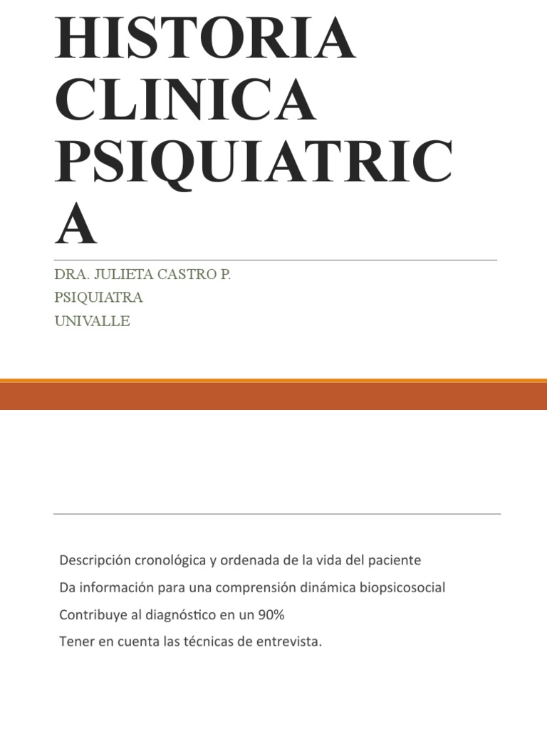 Historia Clinica Psiquiatrica | Descargar gratis PDF | Adultos | Adolescencia