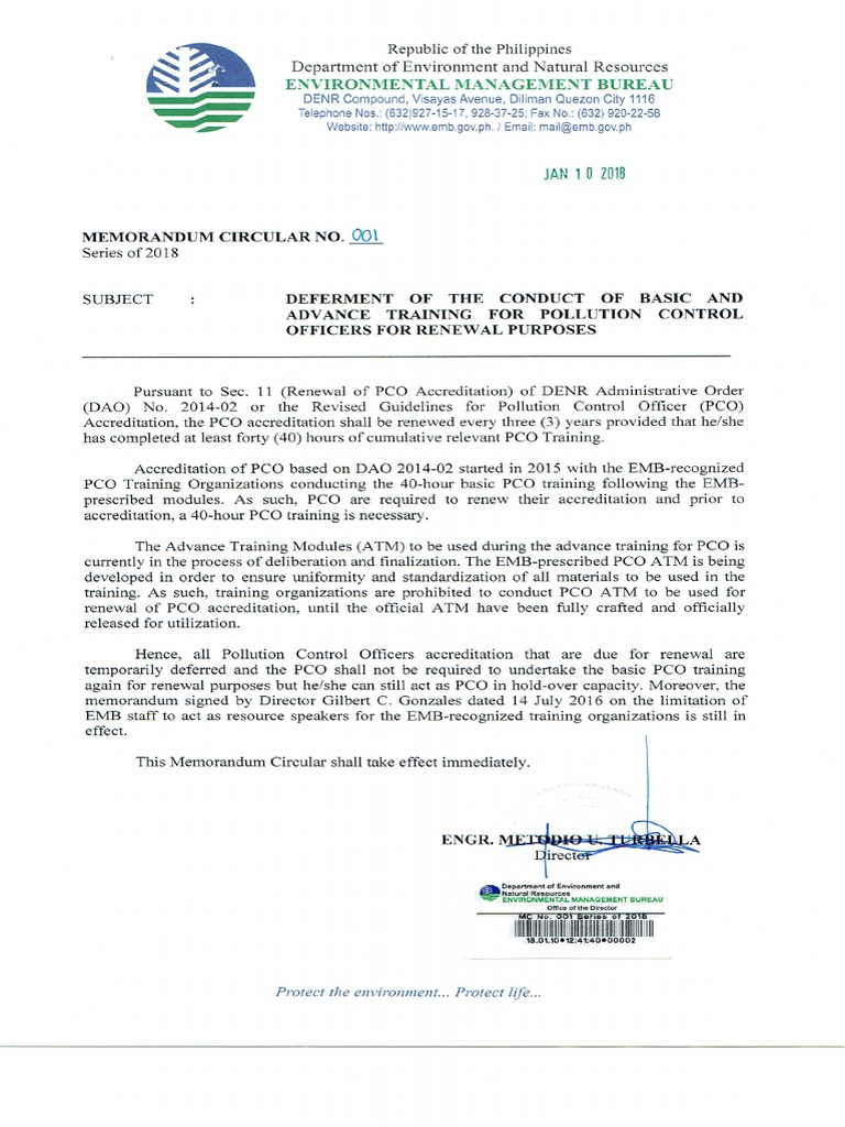 Memo On Deferment of The Conduct of Basic and Advance Training For ...