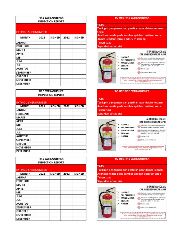 Prosedur dan Checklist Inspeksi APAR | PDF