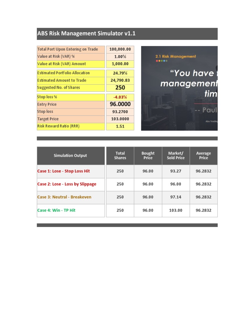 ABS Risk Management Simulator v1.1 | PDF | Value At Risk | Applied ...