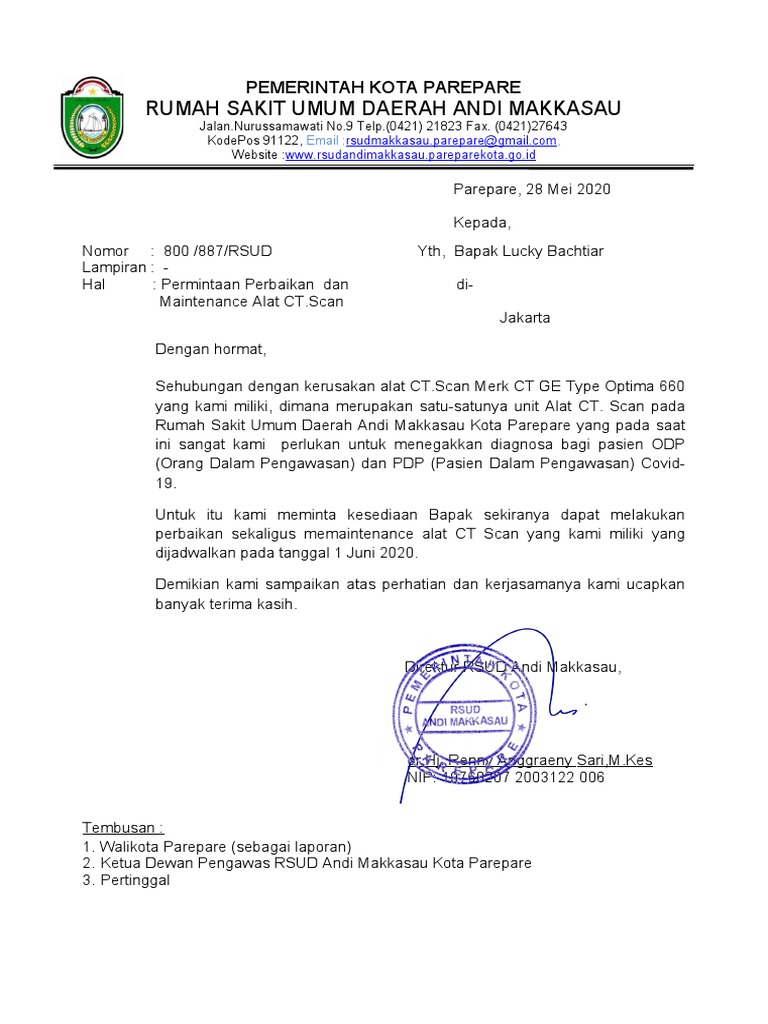 Surat Perbaikan CT Scan - 1 | PDF